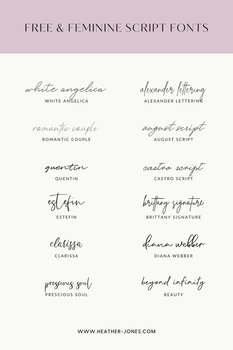 12 Free & Feminine Script Fonts - Heather Jones Creative